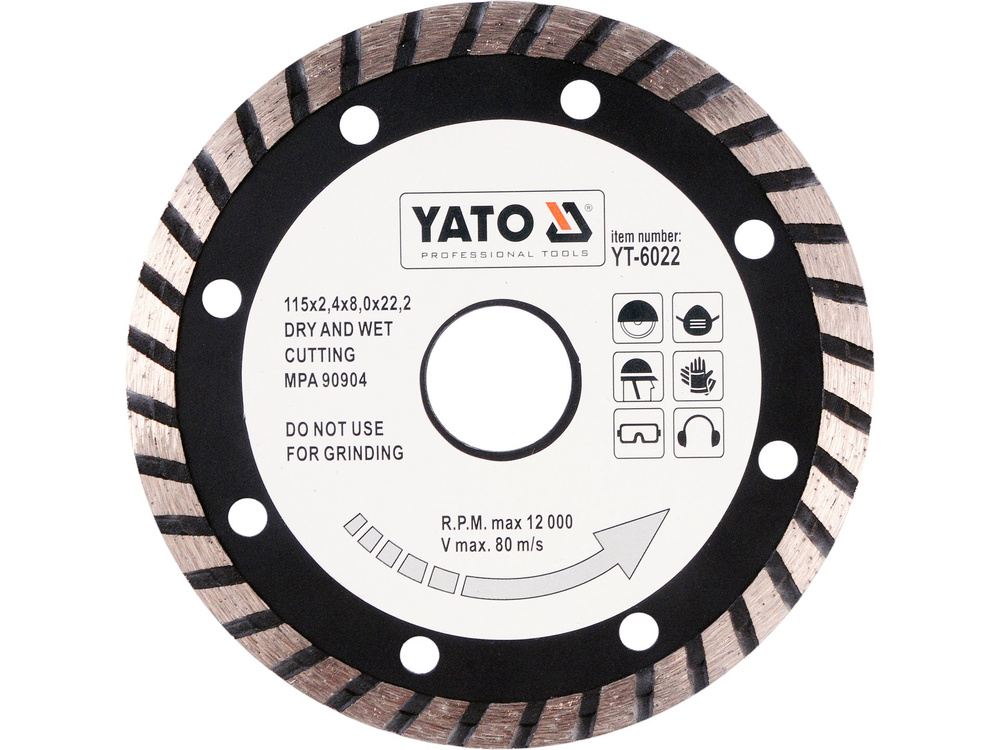 DIAMANTOVÝ DISK, TURBO SEGMENT 115 MM 115 mm - Yato YT-6022 - toya24.pl